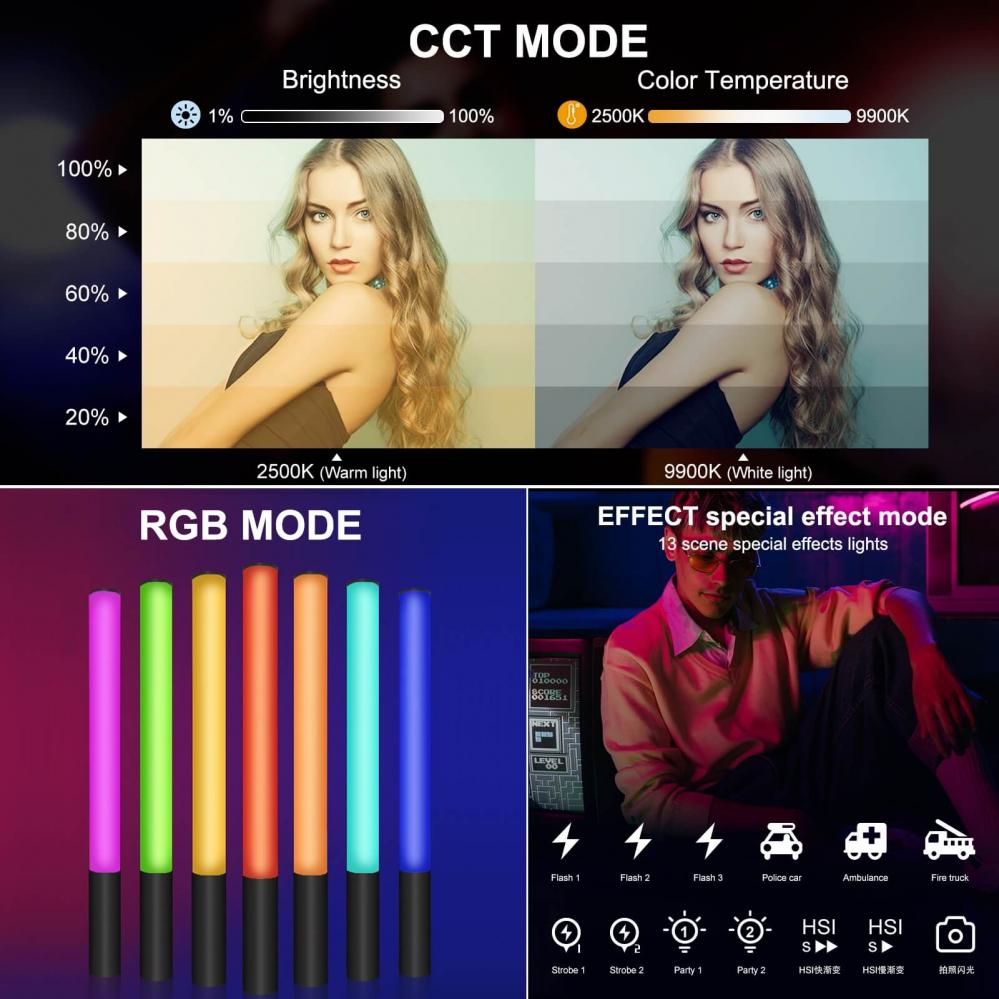 Köp Puluz RGB LED-tube belysning 2500-9000K 43cm | Kamda