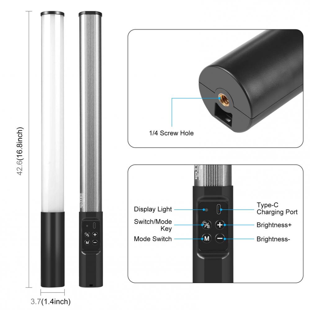 Köp Puluz RGB LED-tube belysning 2500-9000K 43cm | Kamda