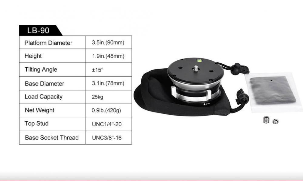 Sunwayfoto LB-90 Nivelleringshuvud 15 grader 25kg | Kamda