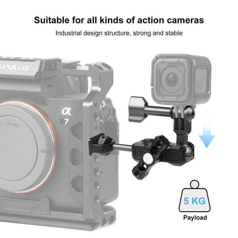 Puluz Magisk arm med dubbla kulhuvuden till actionkameror - Snabb ...